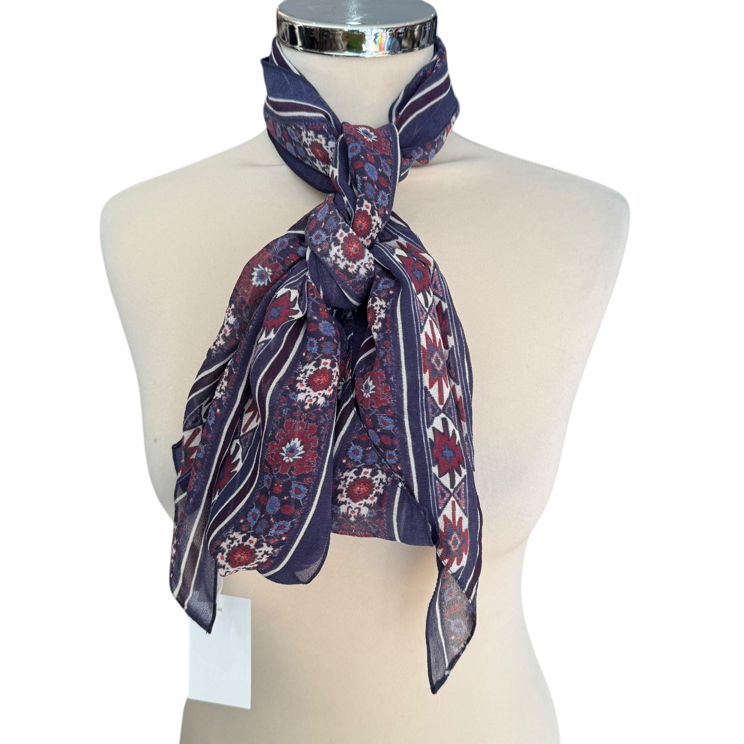 Isabel Marant Navy and Burgundy Scarf – Deja Vu Belfast